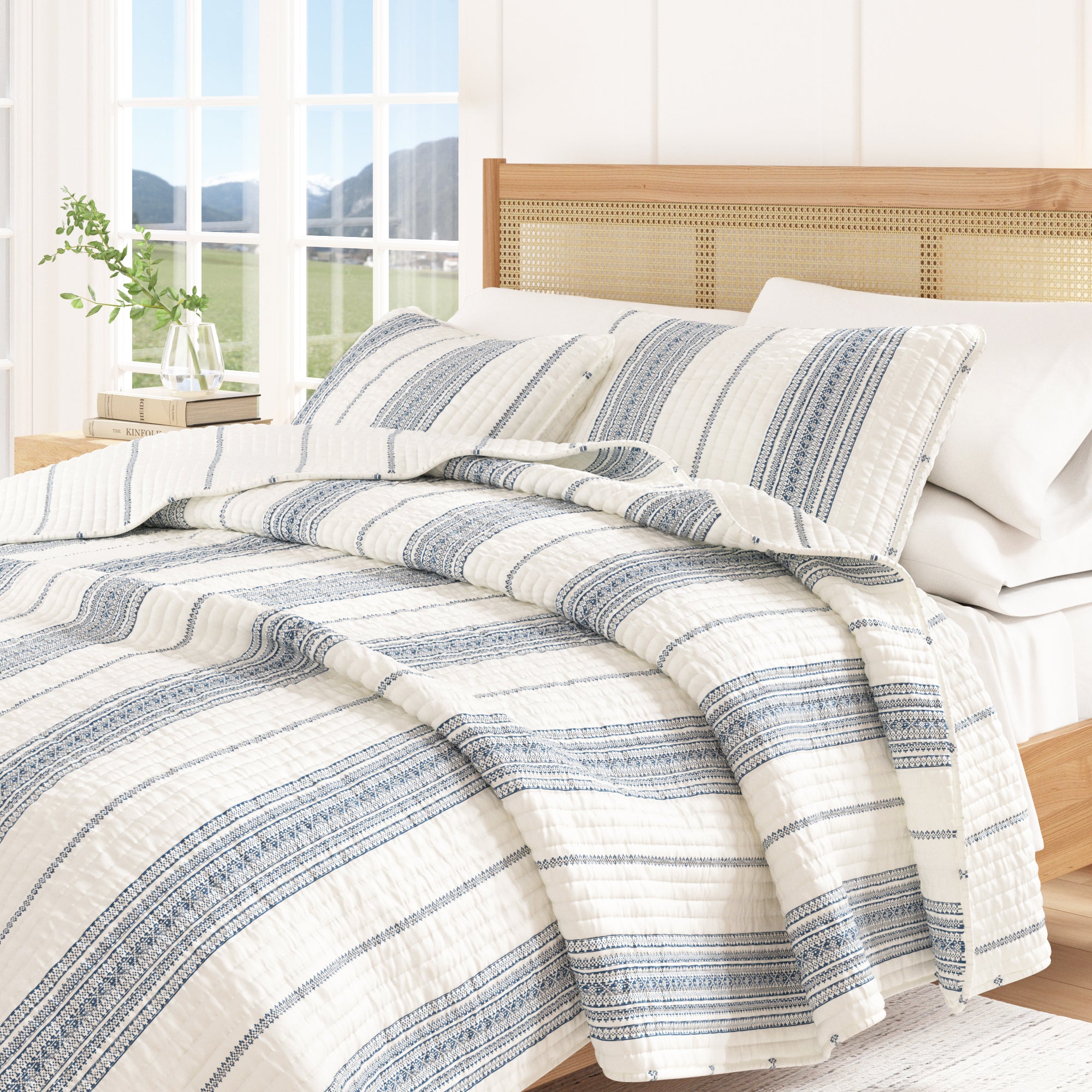 Striped 3 Piece Quilt Set | Wesley Collection by Burano Home – BH ...